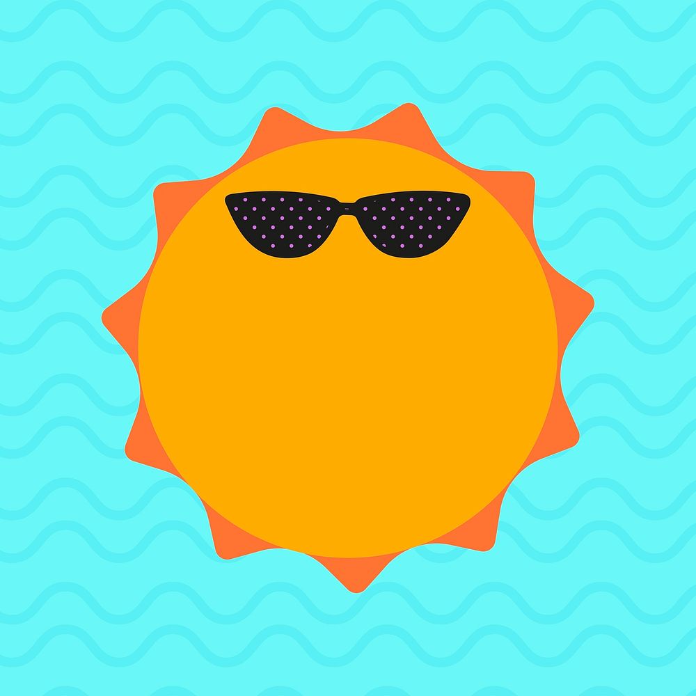 Funky sun sticker, sunny summer | PSD - rawpixel