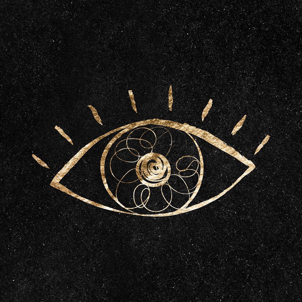 Observing eye sticker, gold aesthetic | Premium PSD - rawpixel