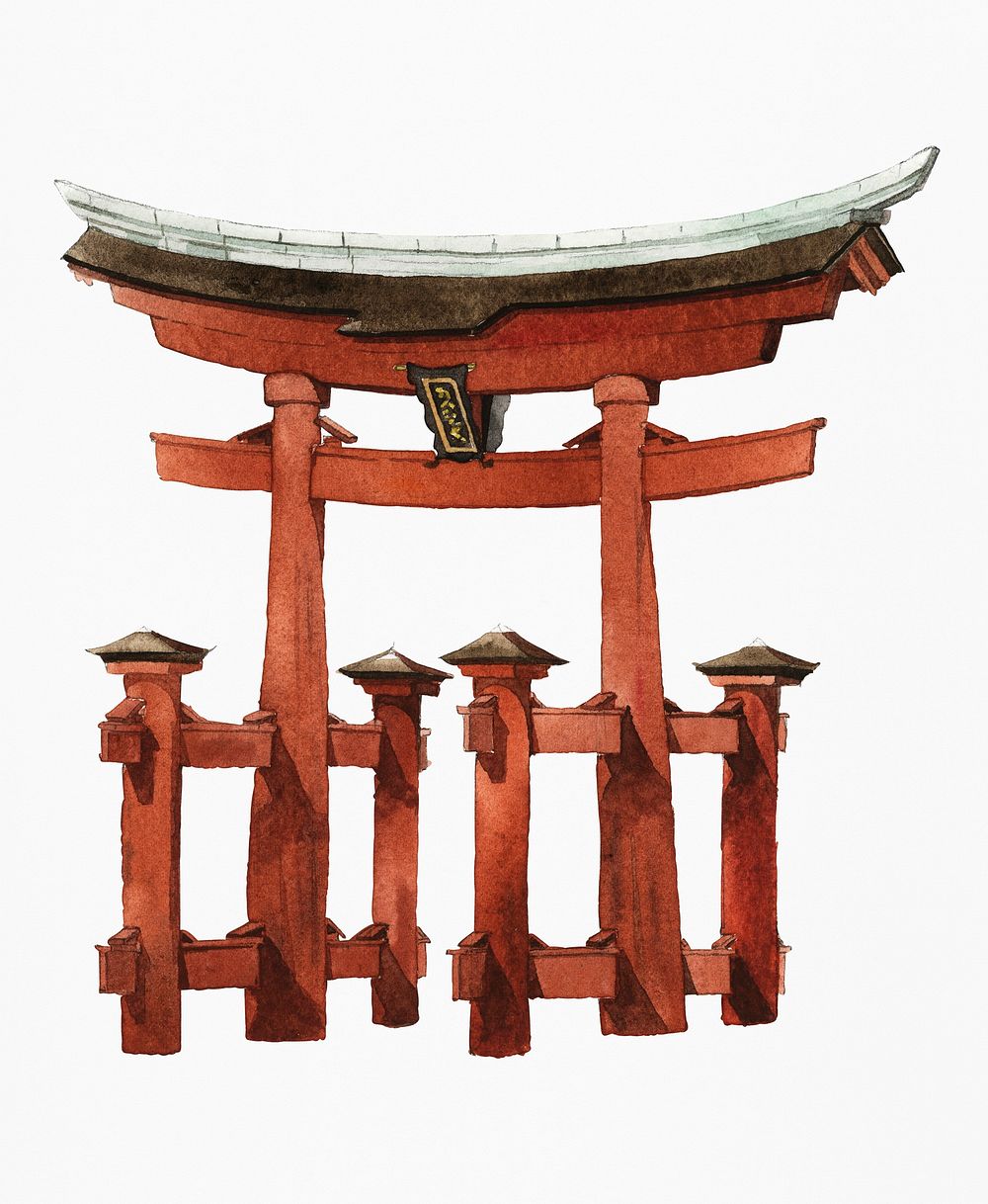 Japanese Torii gate painted by watercolor | Premium Photo Illustration ...