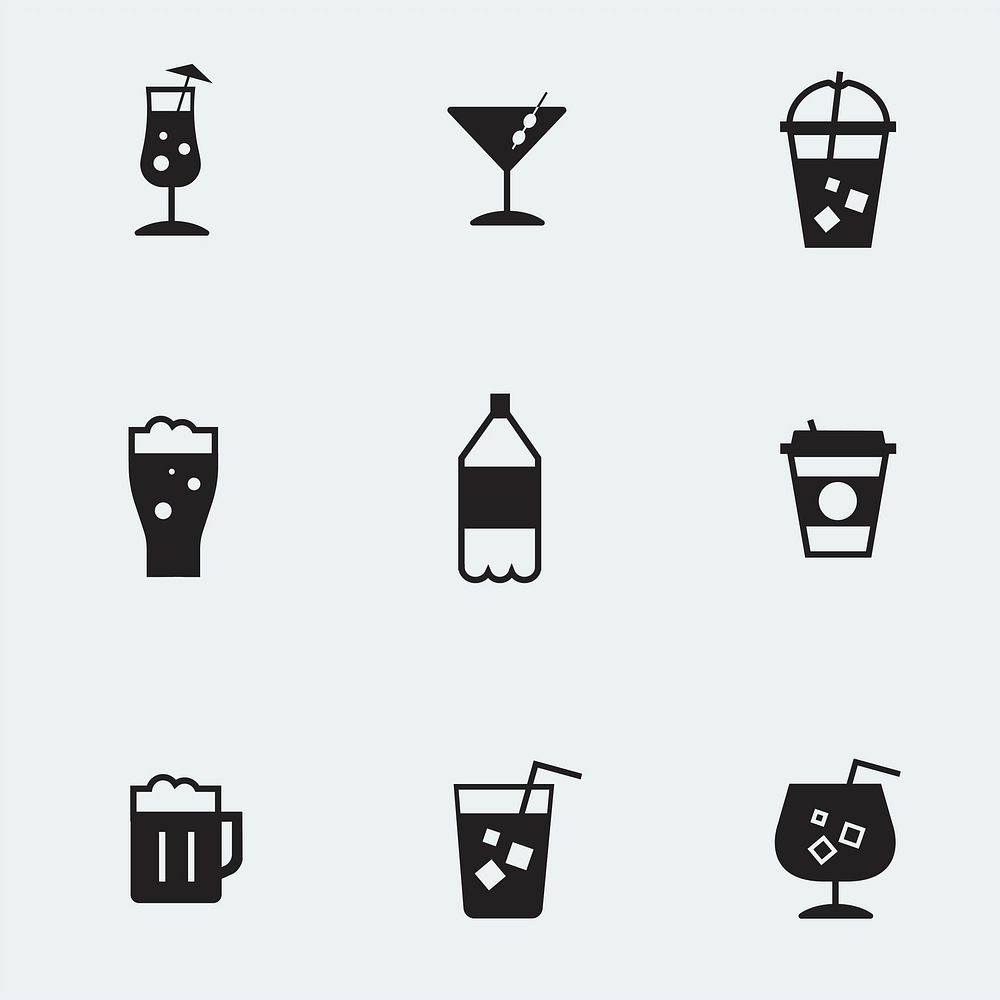 Refreshing drinks icons collection illustration | Free Vector - rawpixel