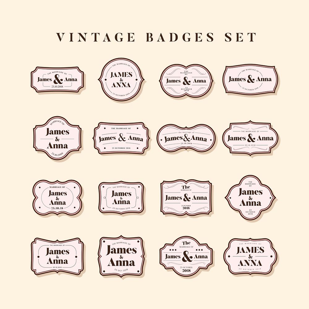 Classic style wedding invitation badge | Premium Vector - rawpixel