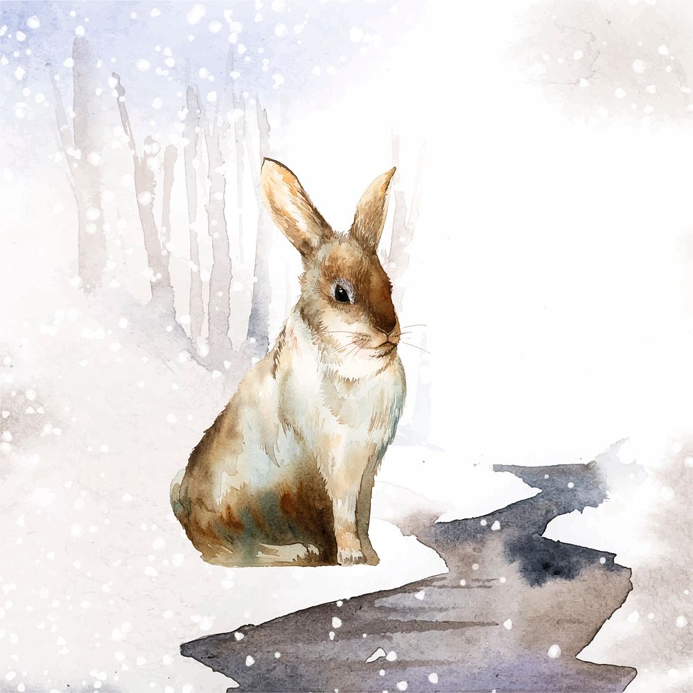 Wild brown rabbit winter wonderland | Premium Vector Illustration ...