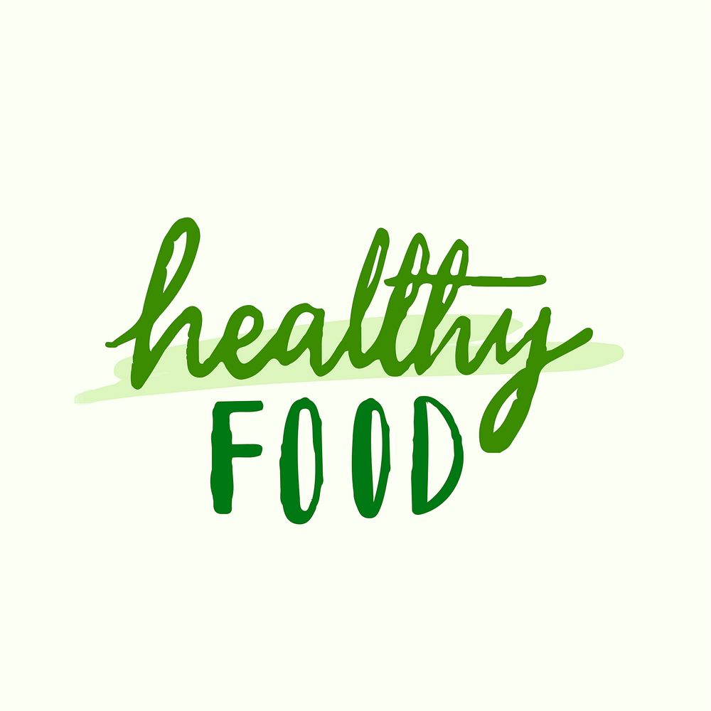 Healthy food typography vector in green | Free Vector - rawpixel