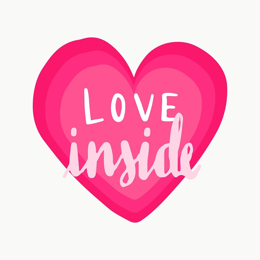 Love inside typography vector in a heart | Free Vector - rawpixel