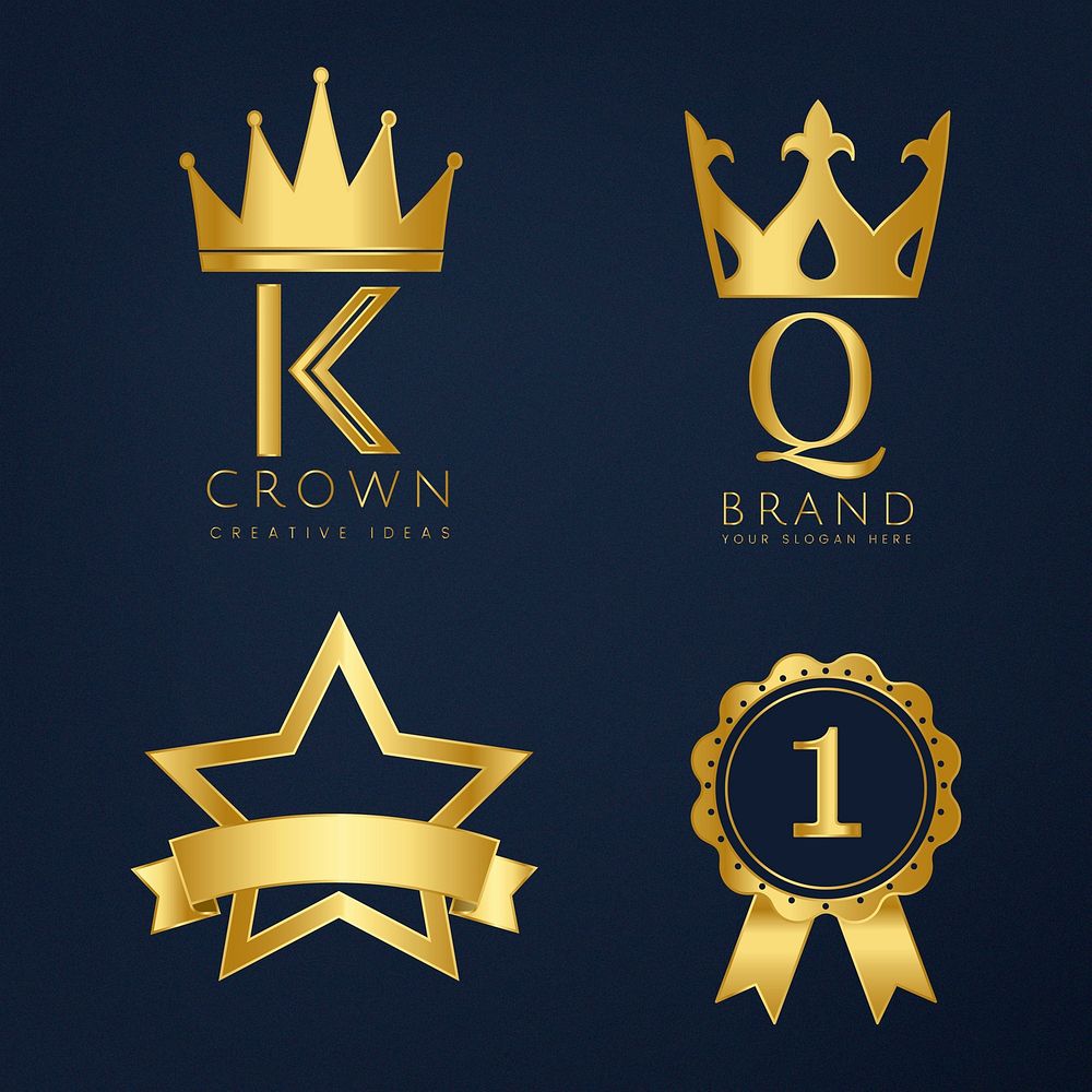 Set of golden logo vectors | Premium Vector - rawpixel