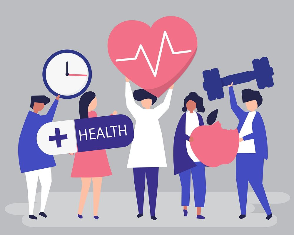 Healthy people carrying different icons | Premium Vector - rawpixel