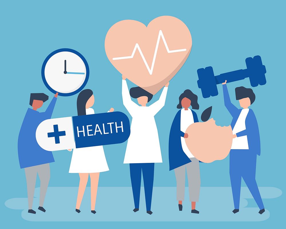Healthy people carrying different icons | Premium Vector - rawpixel