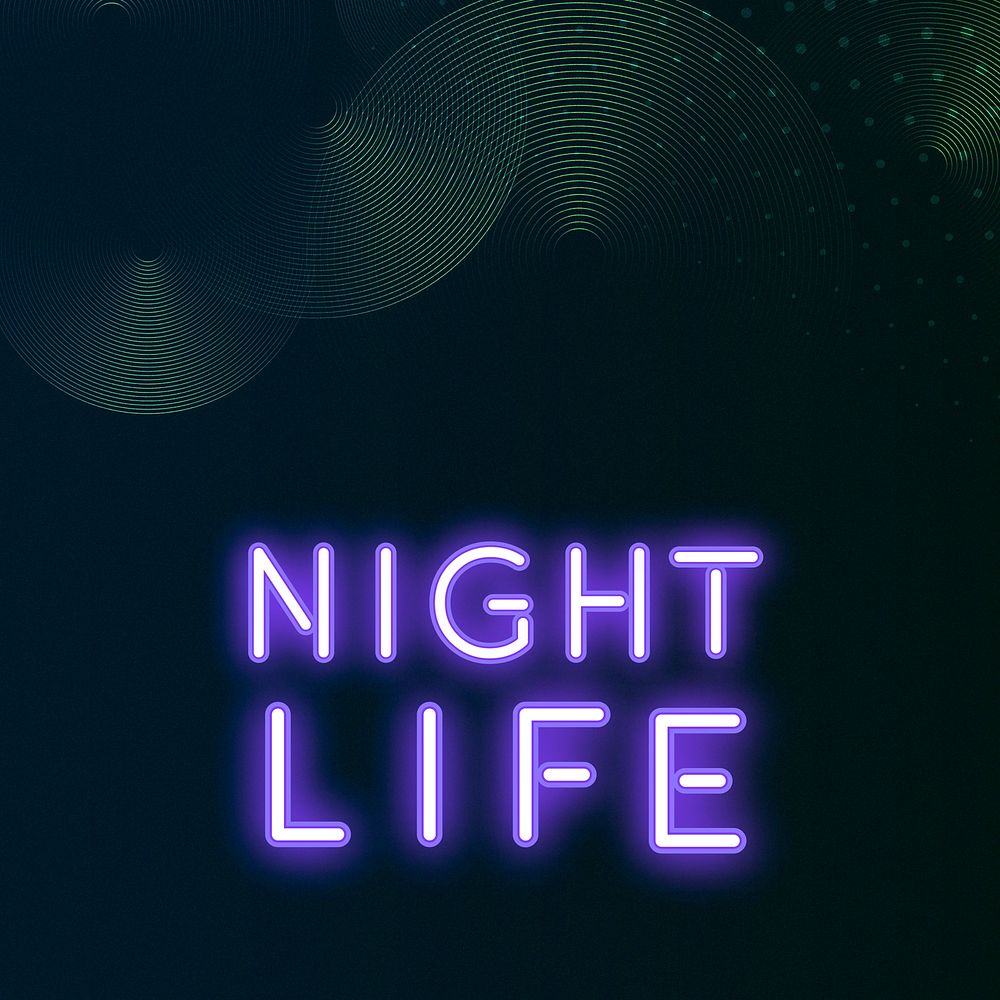Purple nightlife neon sign vector | Free Vector - rawpixel