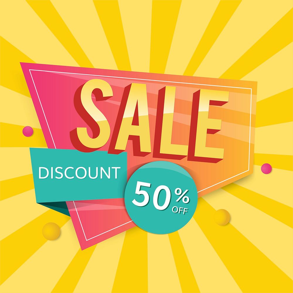 Colorful 50% off shop sale | Free Vector - rawpixel