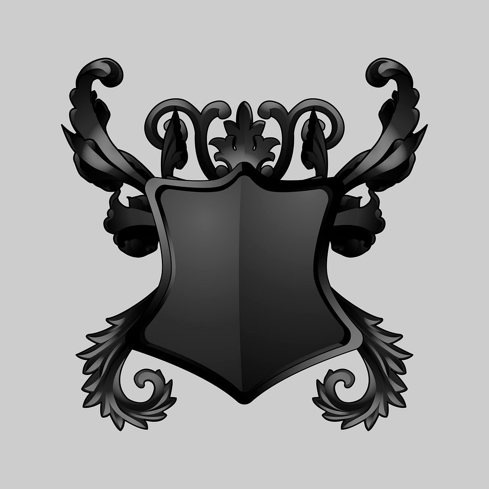 Black Baroque shield elements vector | Free Vector - rawpixel