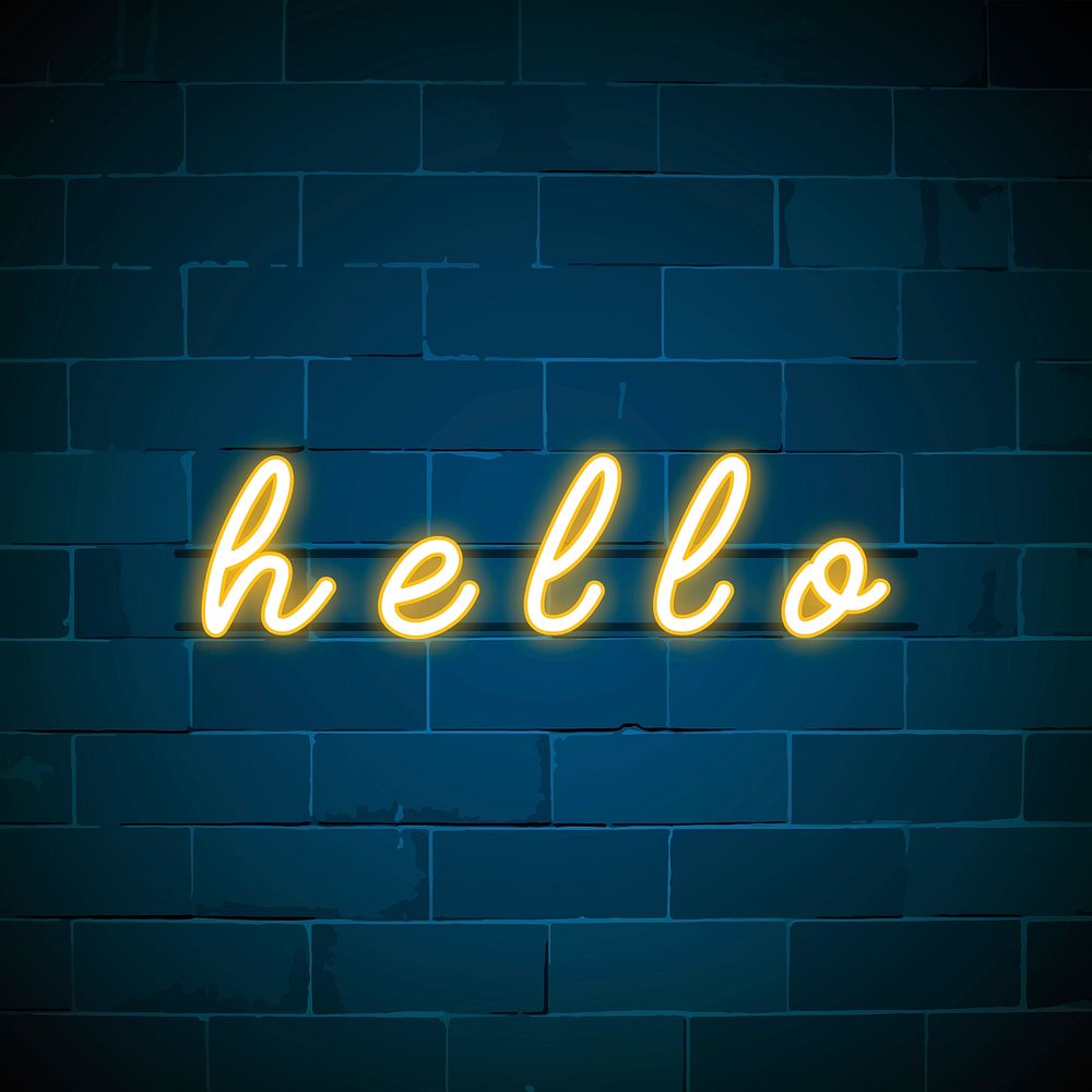Yellow hello neon sign vector | Free Vector - rawpixel