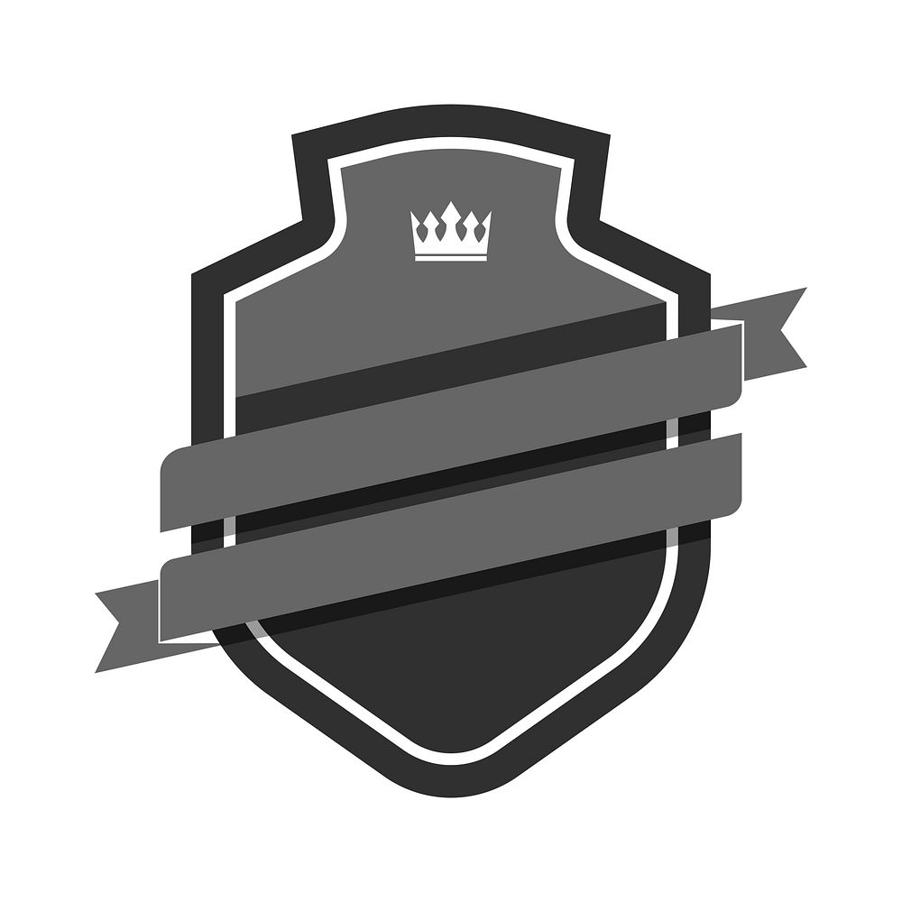 Gray badge embellished with a banner | Free Vector - rawpixel
