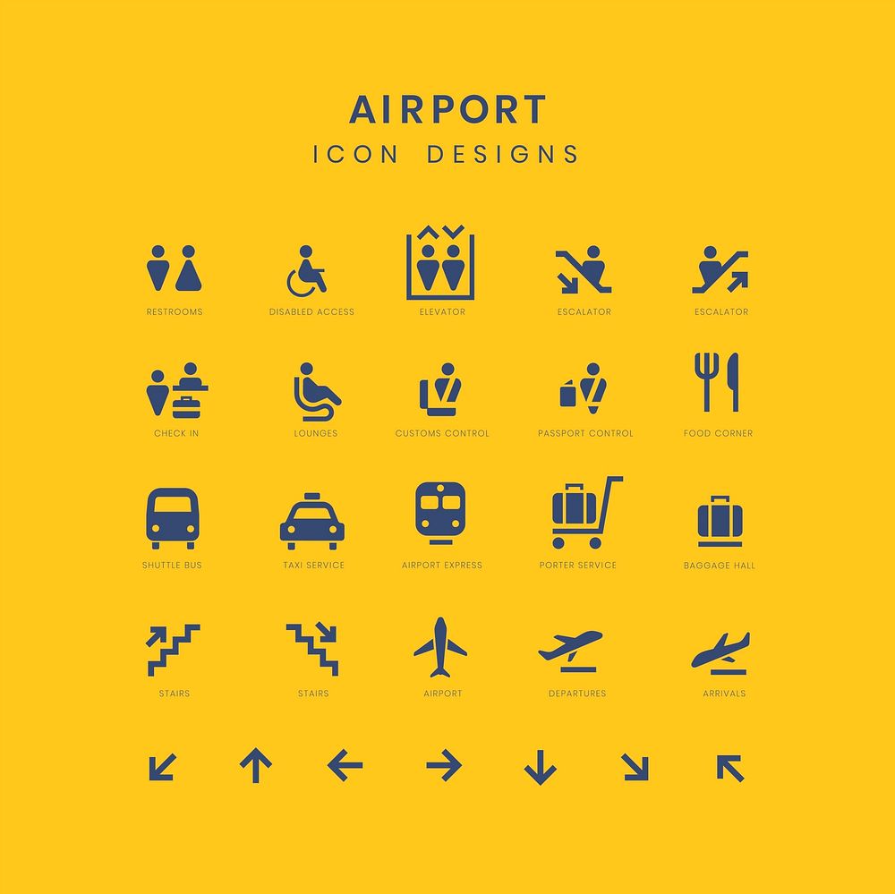 Airport service signs vector set | Free Vector - rawpixel