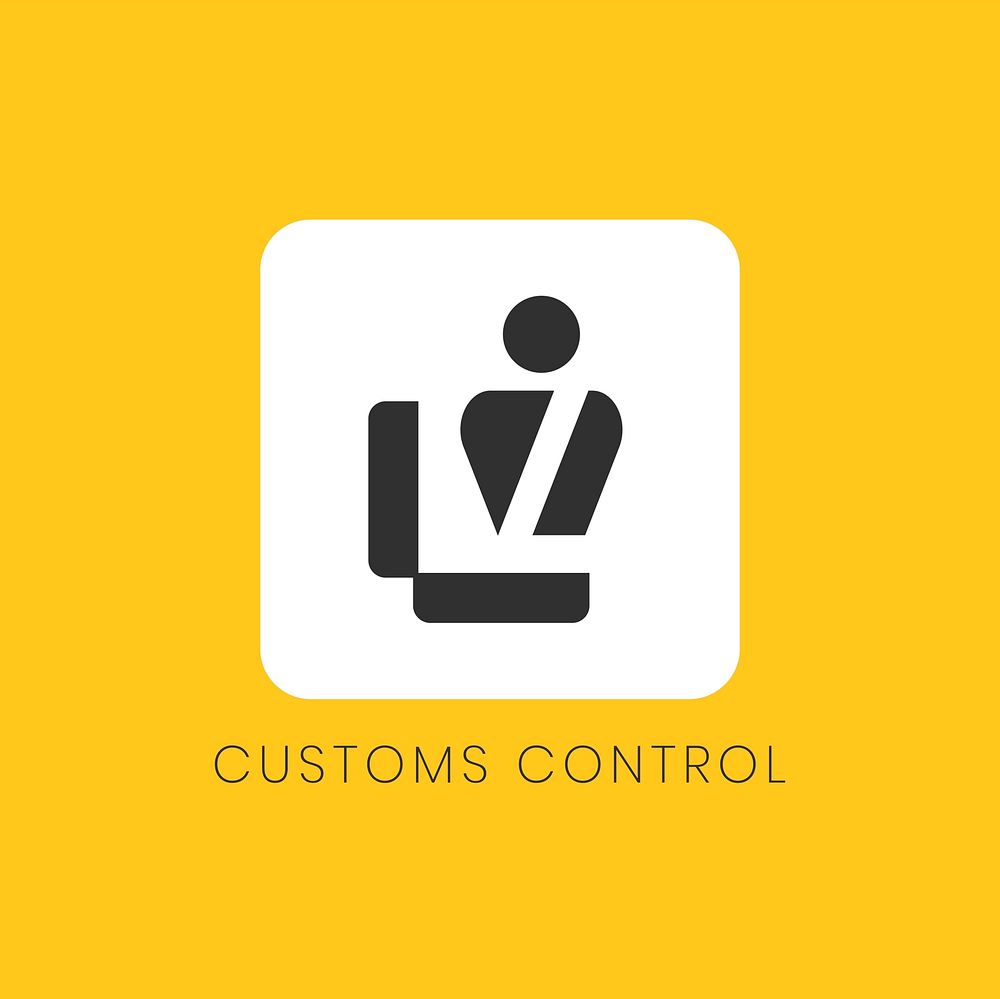 Yellow customs control sign vector | Premium Vector - rawpixel