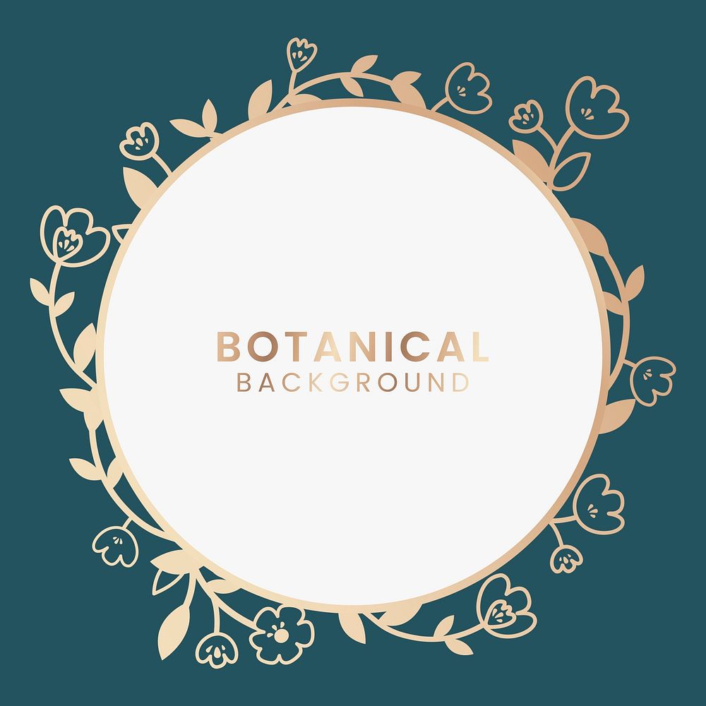 Gold botanical round framed vector | Free Vector - rawpixel