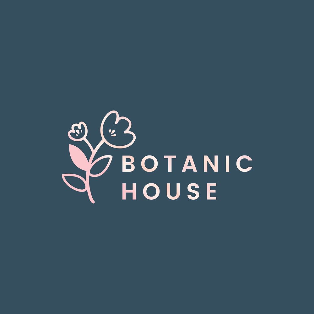 Botanical house flower badge vector | Free Vector - rawpixel