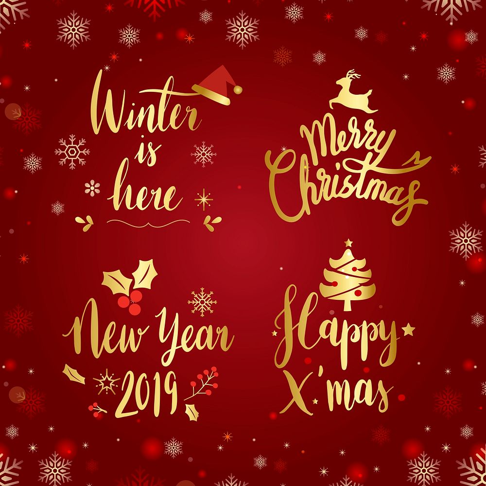 Set of Christmas typography vector | Premium Vector - rawpixel