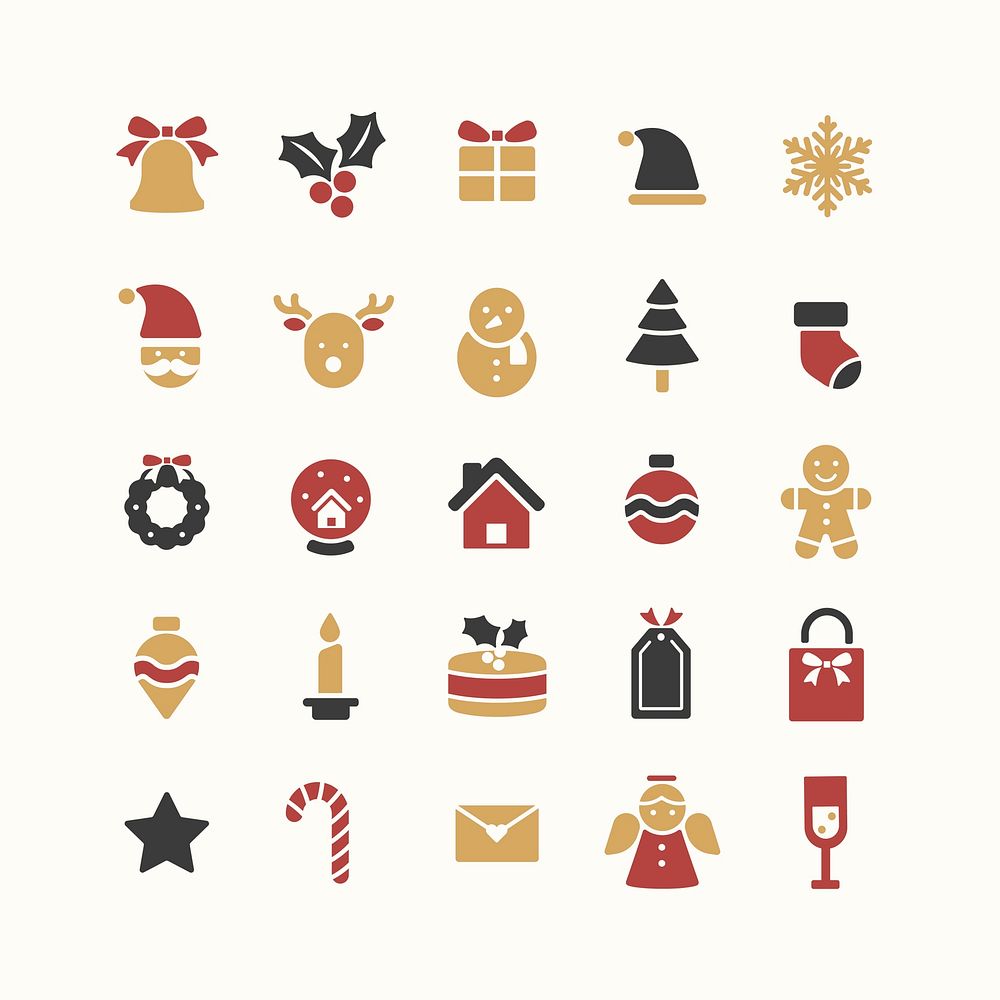 Christmas holiday symbols vector set | Premium Vector - rawpixel