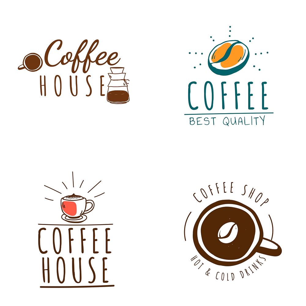 Set coffee shop logos vector | Premium Vector - rawpixel