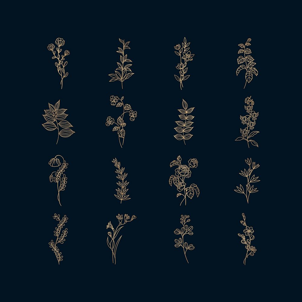 Blooming botanical element design vector | Free Vector - rawpixel