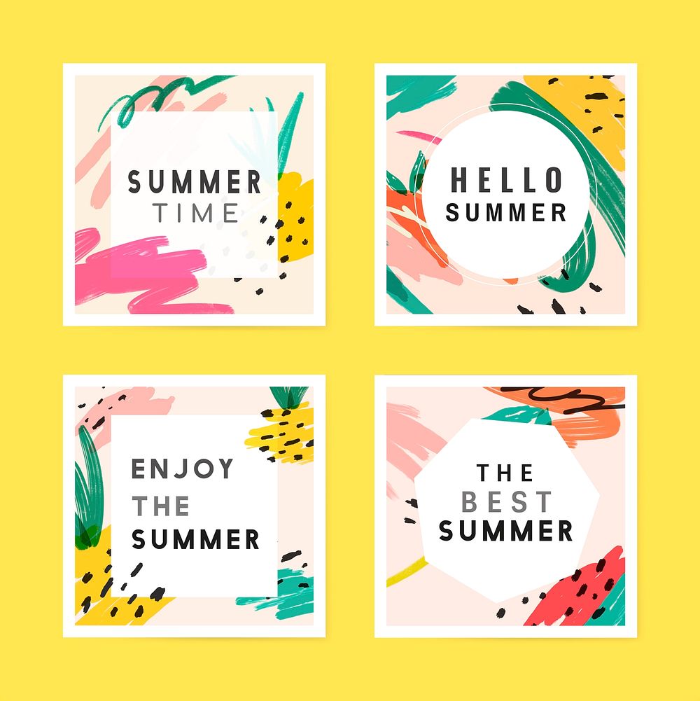 Memphis summer card collection vector | Premium Vector - rawpixel