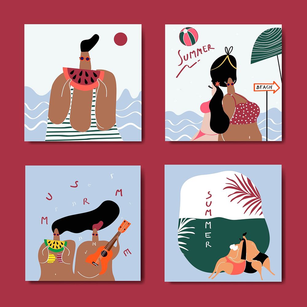 Female characters enjoying summertime collection | Premium Vector ...