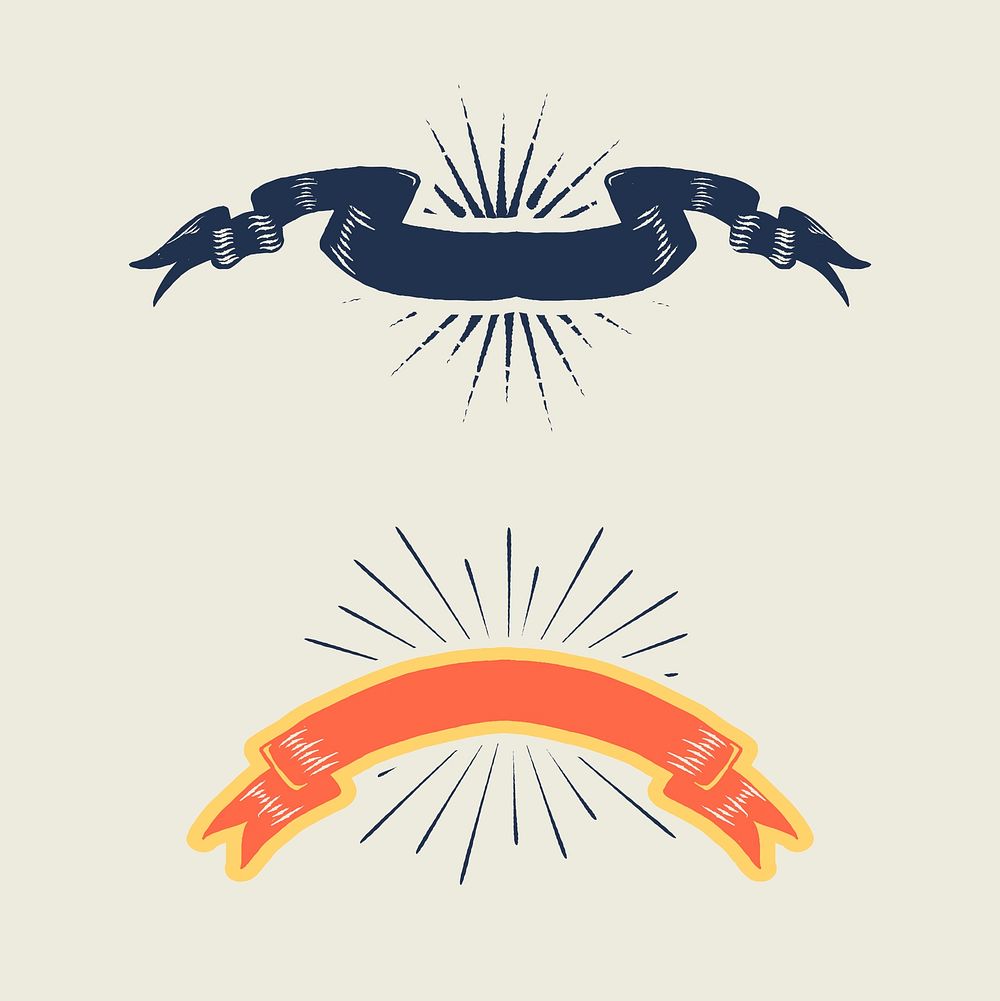 Old school ribbon banner vectors | Premium Vector - rawpixel
