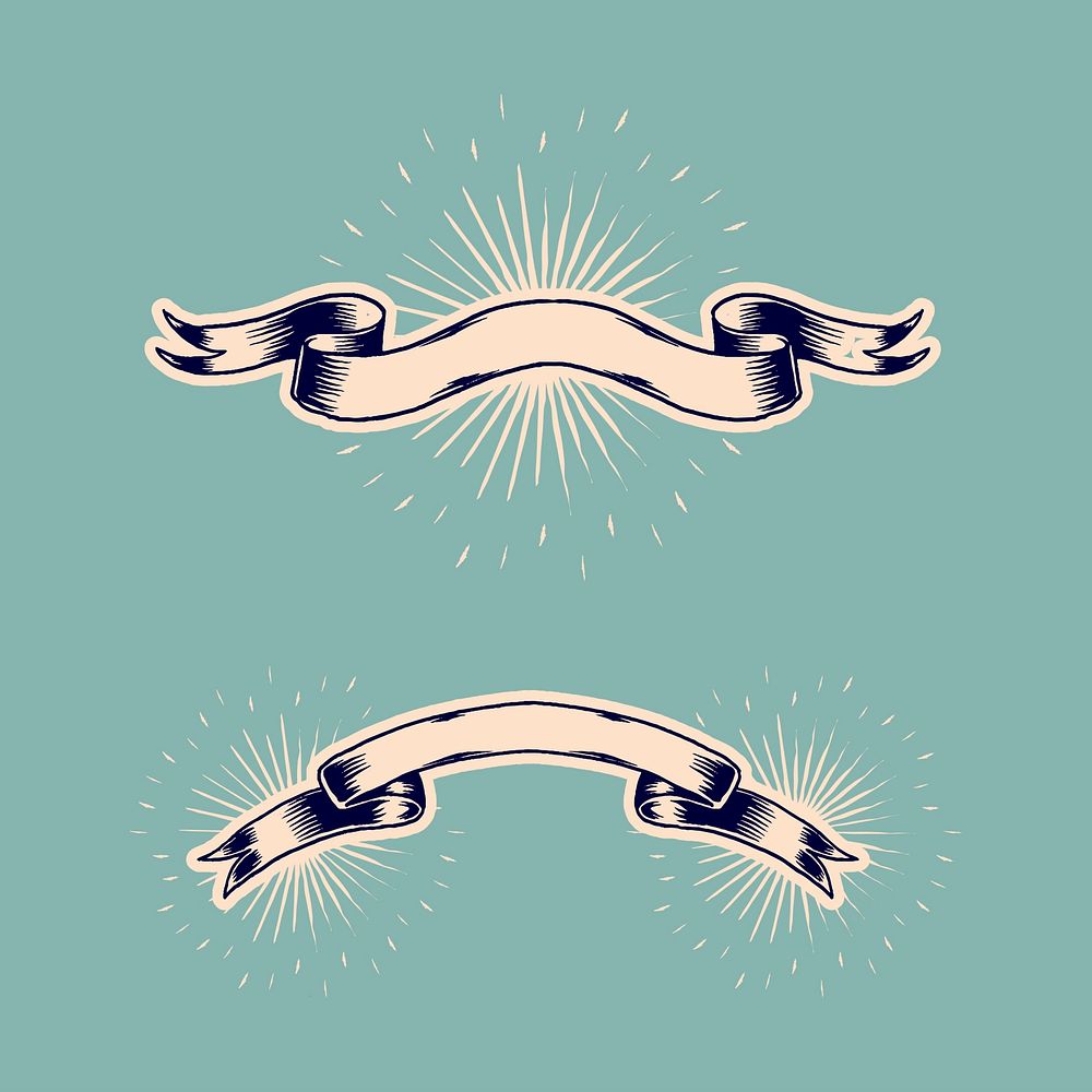 Old school ribbon banner vectors | Free Vector - rawpixel