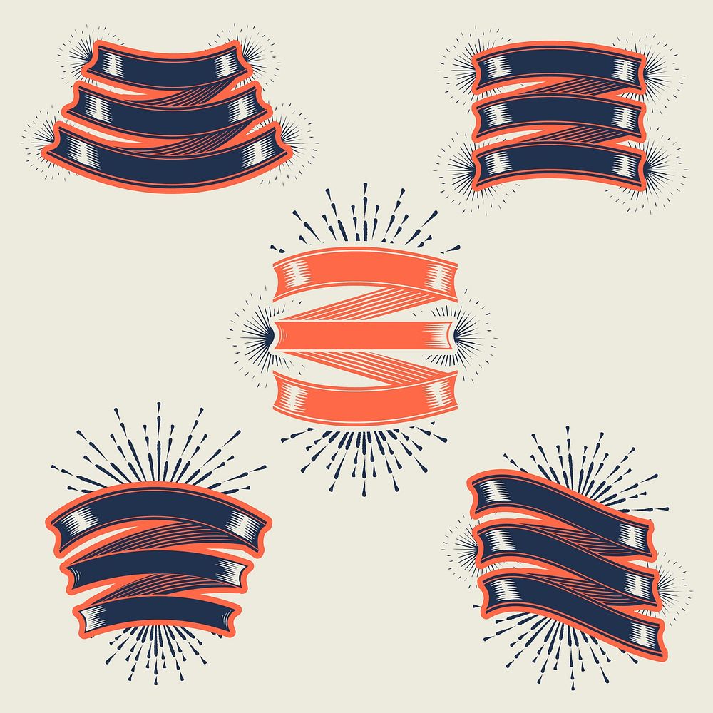 Old school ribbon banner vectors | Premium Vector - rawpixel
