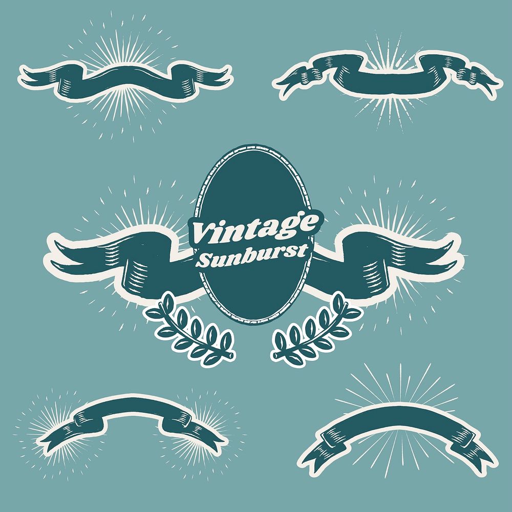 Old school vintage sunburst ribbon | Free Vector - rawpixel