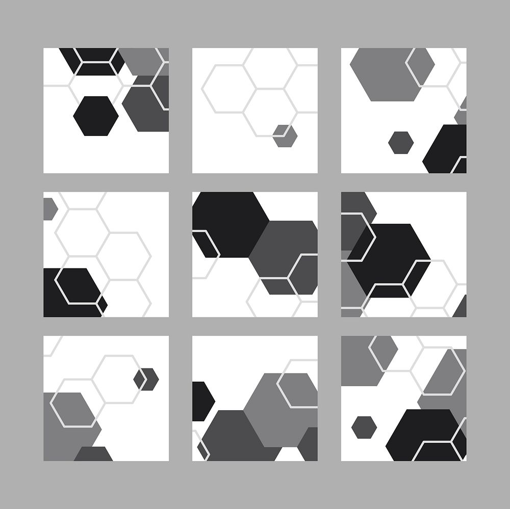 Black and white hexagon geometric | Free Vector - rawpixel