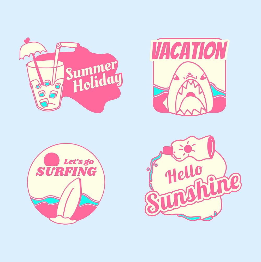 Tropical summer badge collection vectors | Free Vector - rawpixel