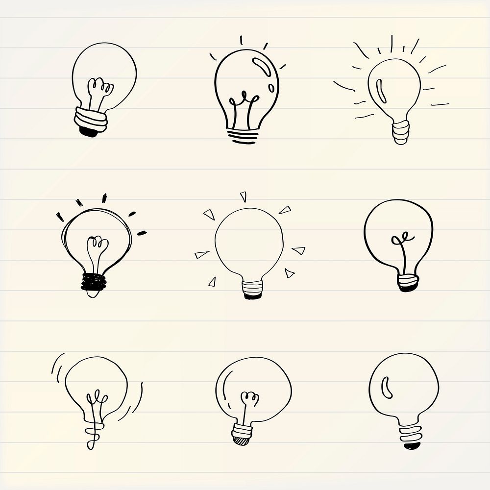 Creative light bulbs doodle collection | Free Vector - rawpixel