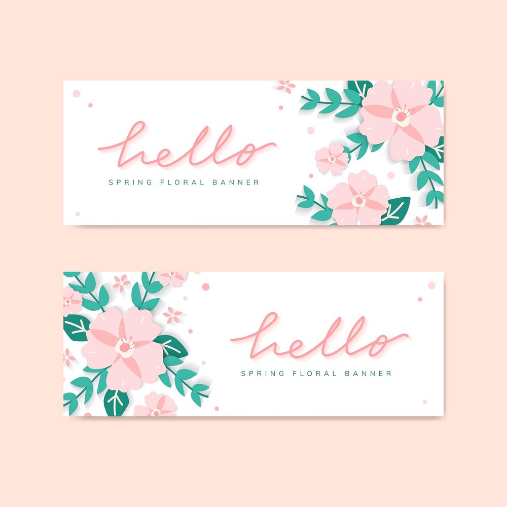 Hello spring floral banner vector | Premium Vector - rawpixel