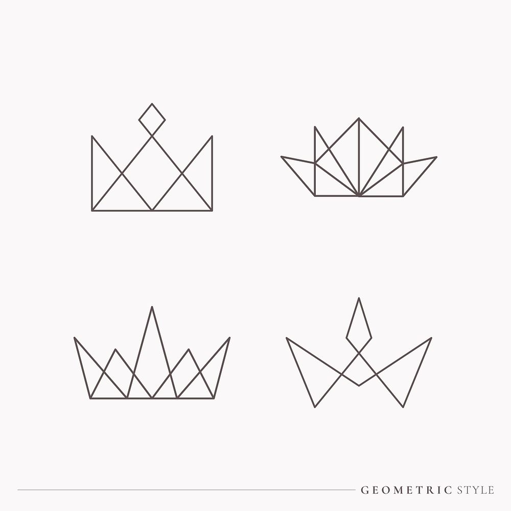 Luxurious geometric crown design collection | Premium Vector - rawpixel