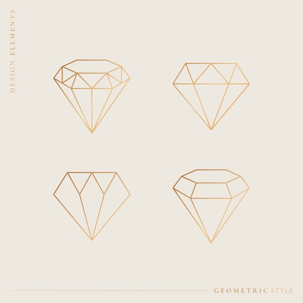 Geometric diamond design collection vector | Premium Vector - rawpixel