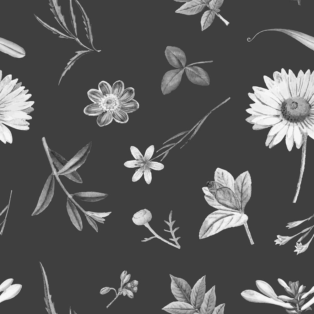 Black floral wallpaper design vector | Premium Vector - rawpixel