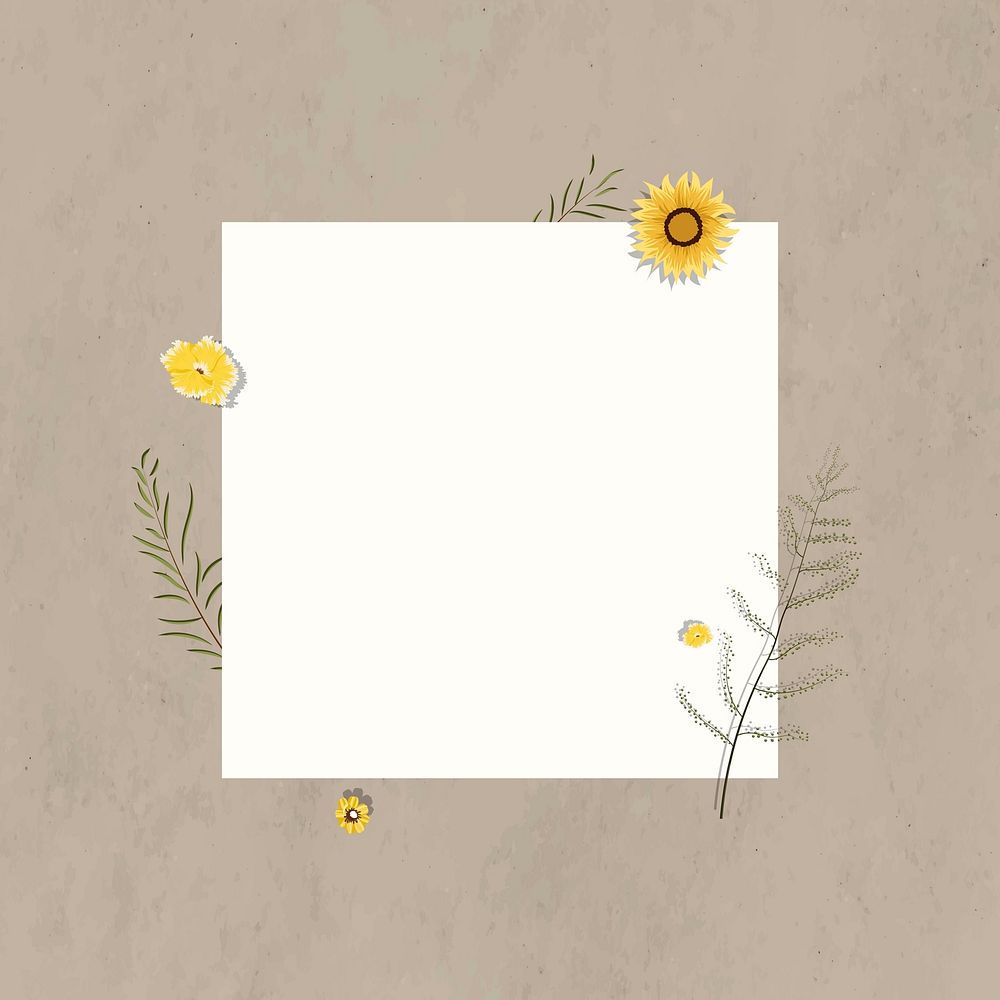 Blank square sunflower frame vector | Premium Vector - rawpixel