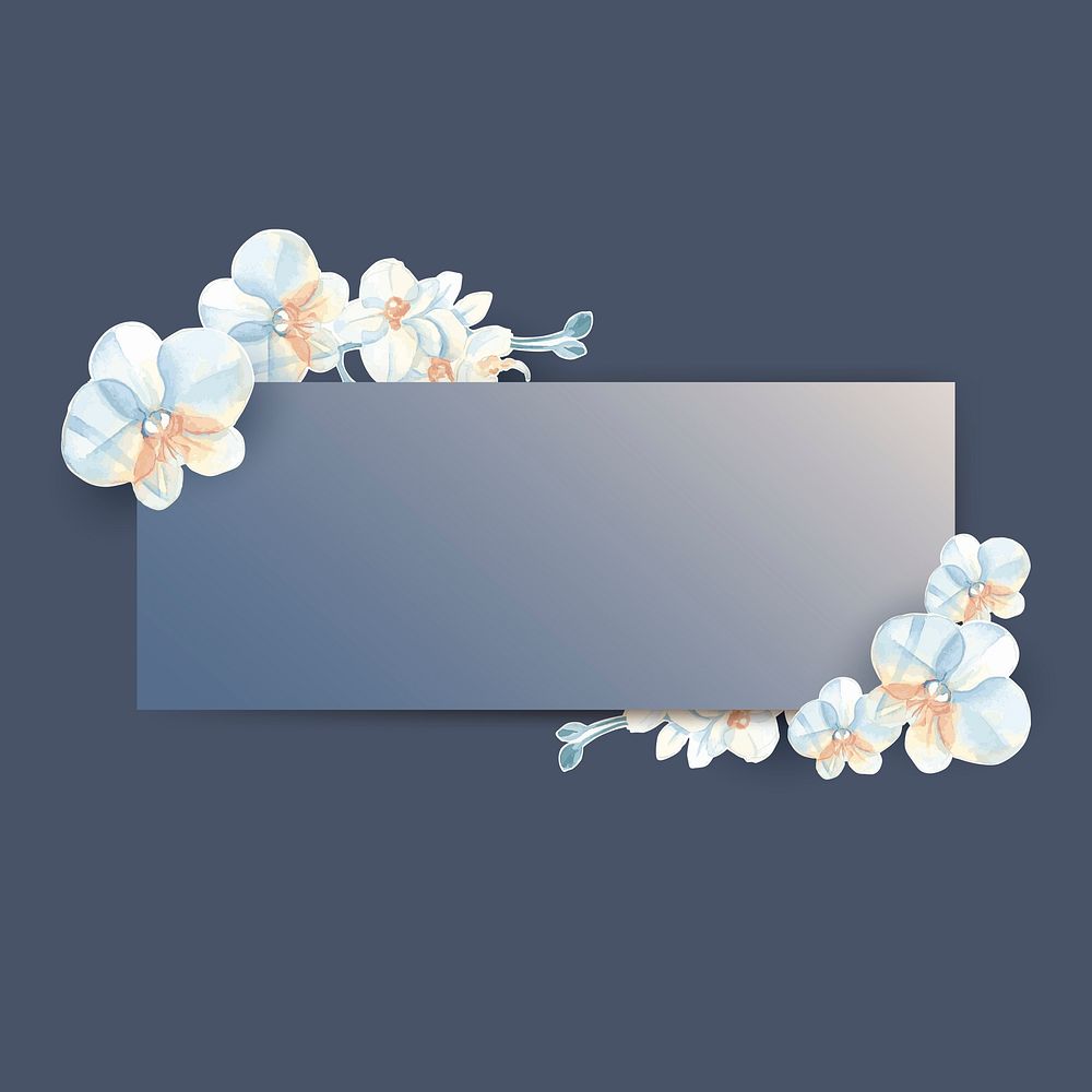 Rectangle blue flower frame vector | Premium Vector - rawpixel