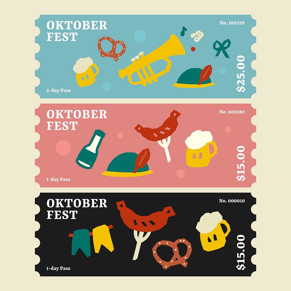 Oktoberfest day pass ticket vector | Premium Vector - rawpixel