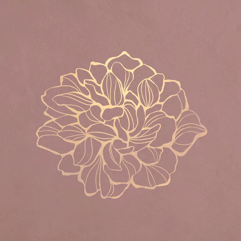 Gold flower outline | Premium PSD Illustration - rawpixel