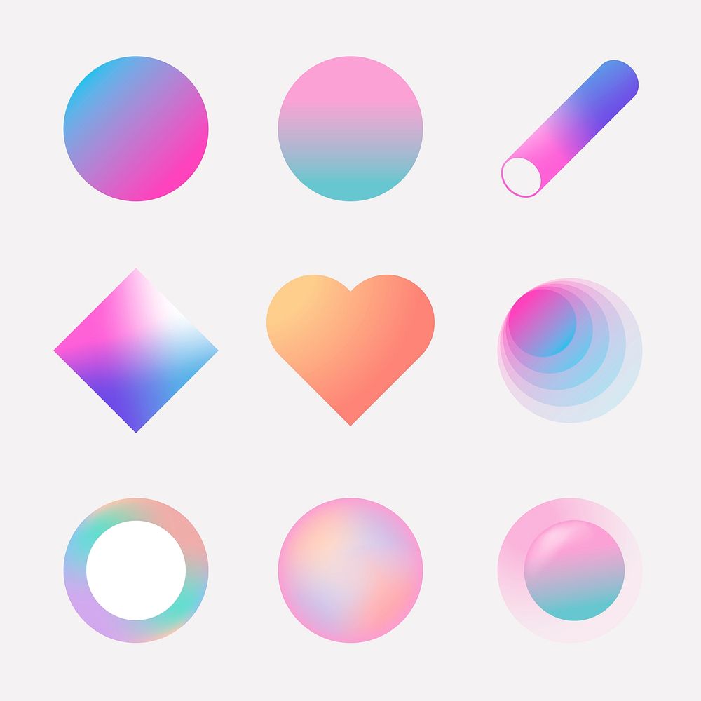 Colorful gradient element collection | Premium Photo - rawpixel
