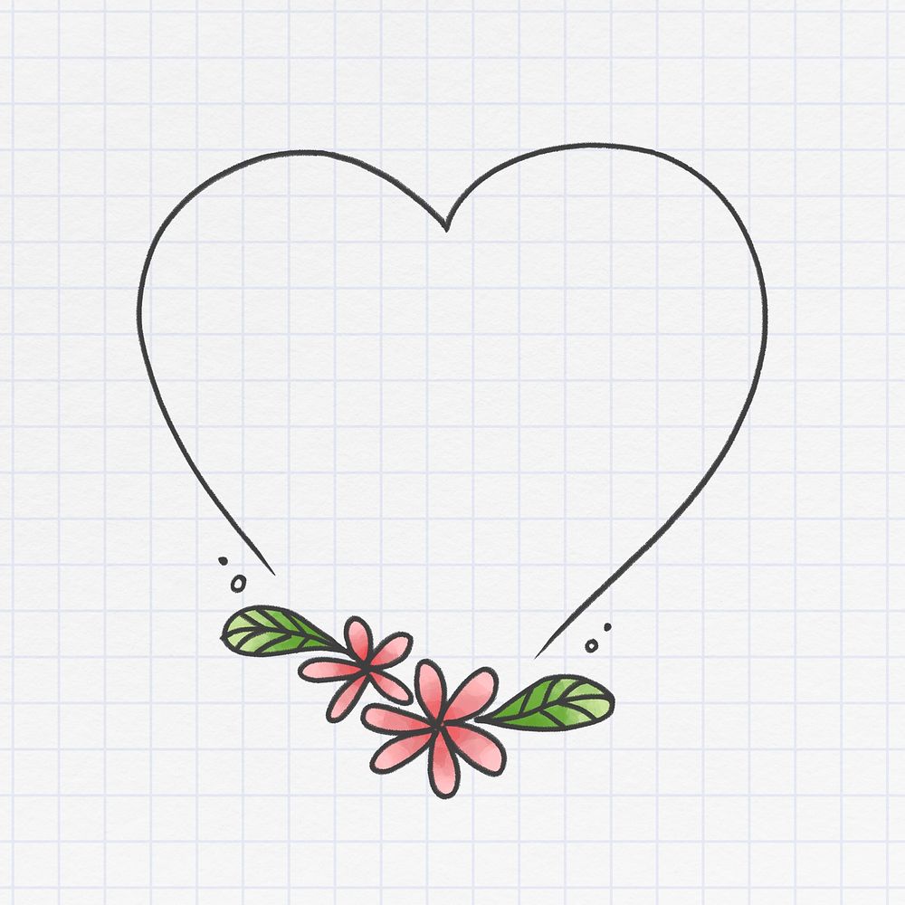 Doodle heart floral frame vector | Premium Vector - rawpixel