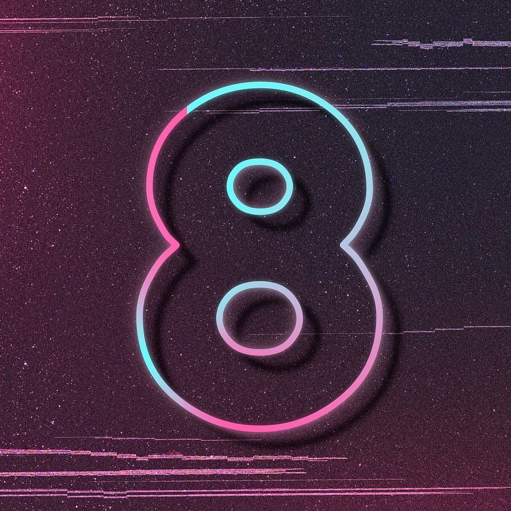 Number 8 pink neon font | Premium PSD - rawpixel
