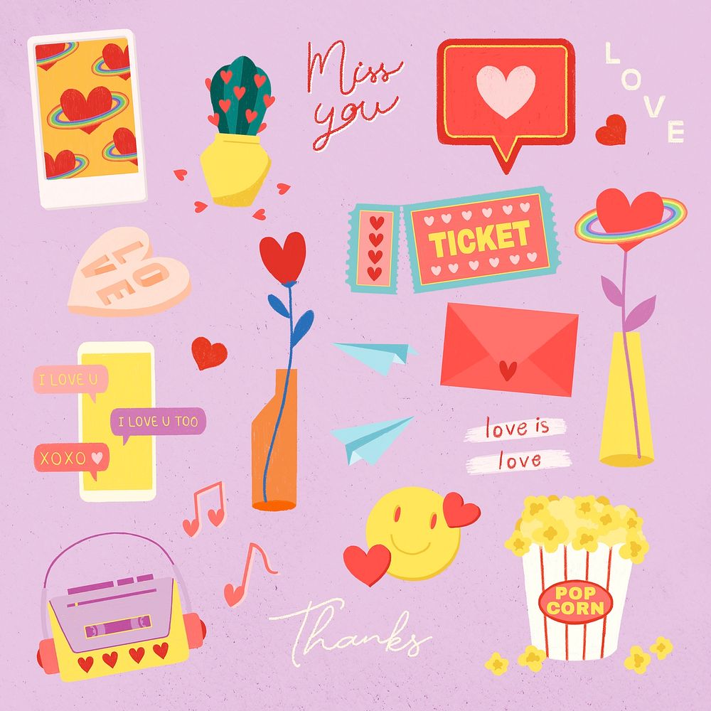 Set of love icon Illustration | Premium PSD - rawpixel