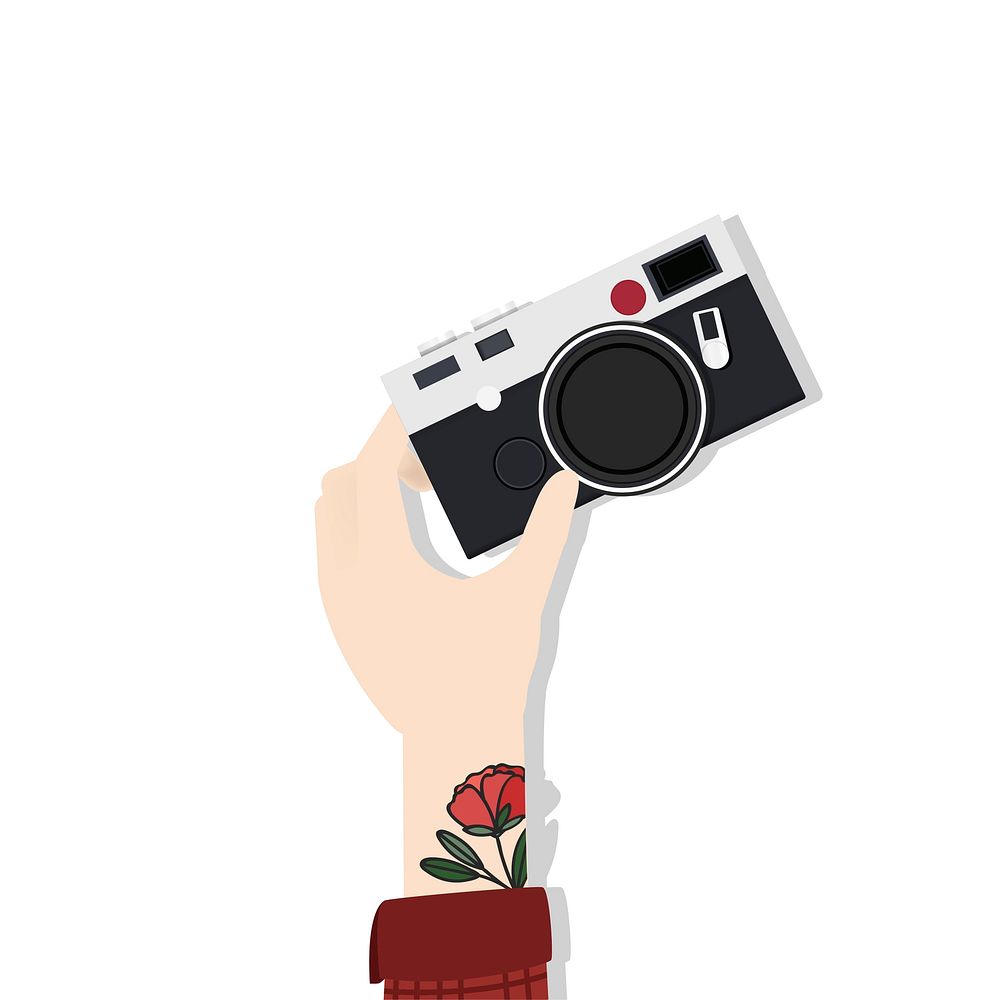 Illustration of hand holding camera | Free Vector - rawpixel