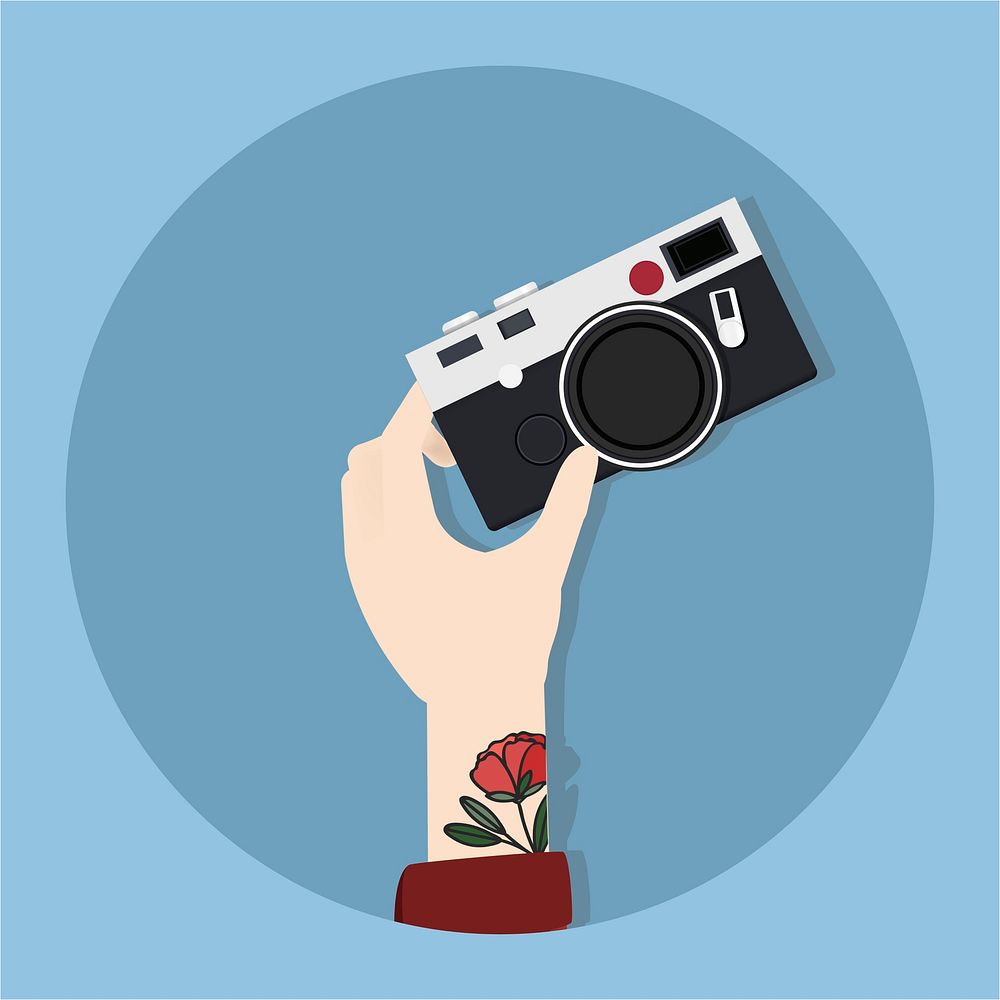 Illustration of hand holding camera | Premium Vector - rawpixel