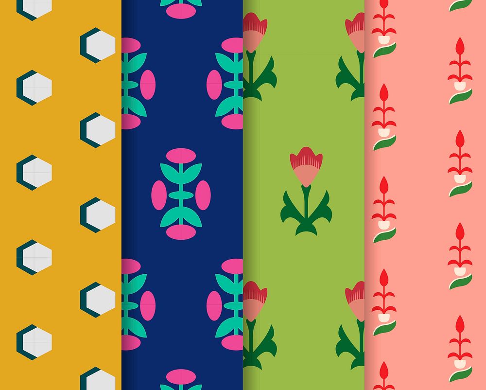 Set of 4 vintage patterns | Free Vector - rawpixel
