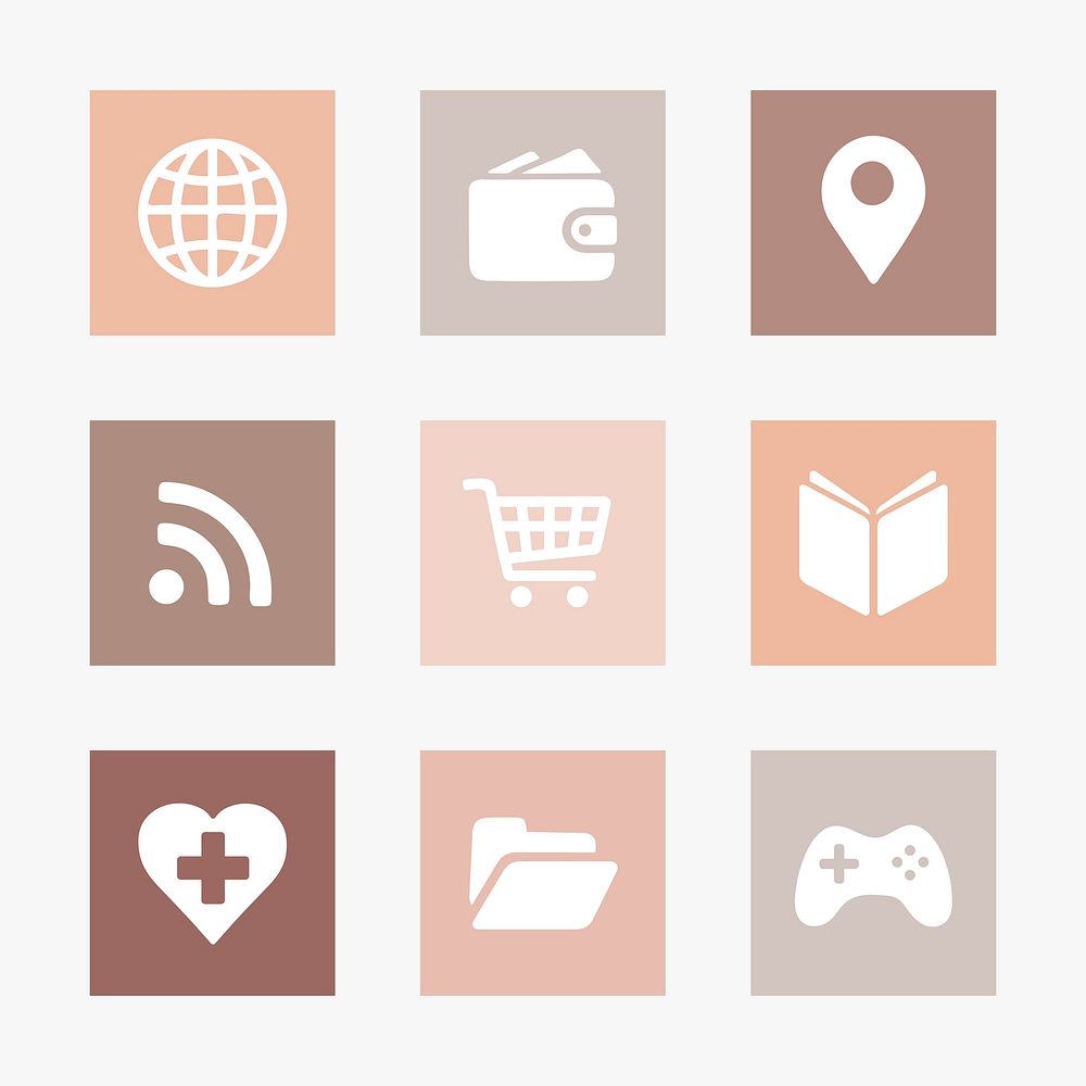 Mobile app icons psd beige | Premium PSD - rawpixel