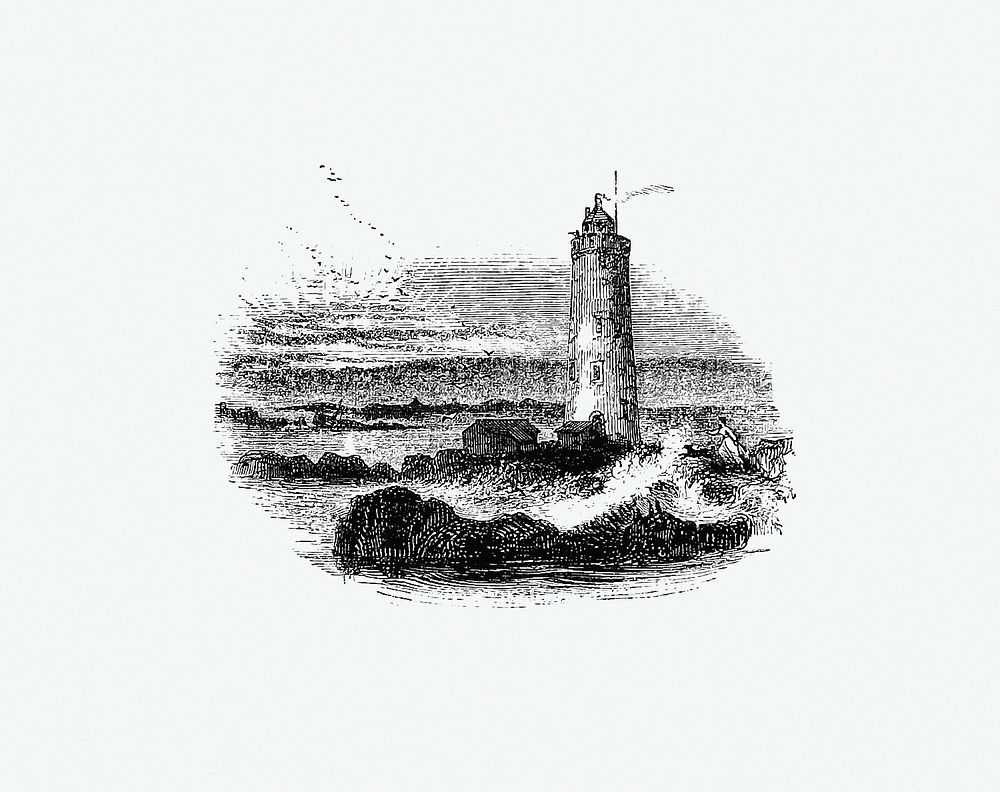 Drawing of a lighthouse in Farne | Premium PSD Illustration - rawpixel